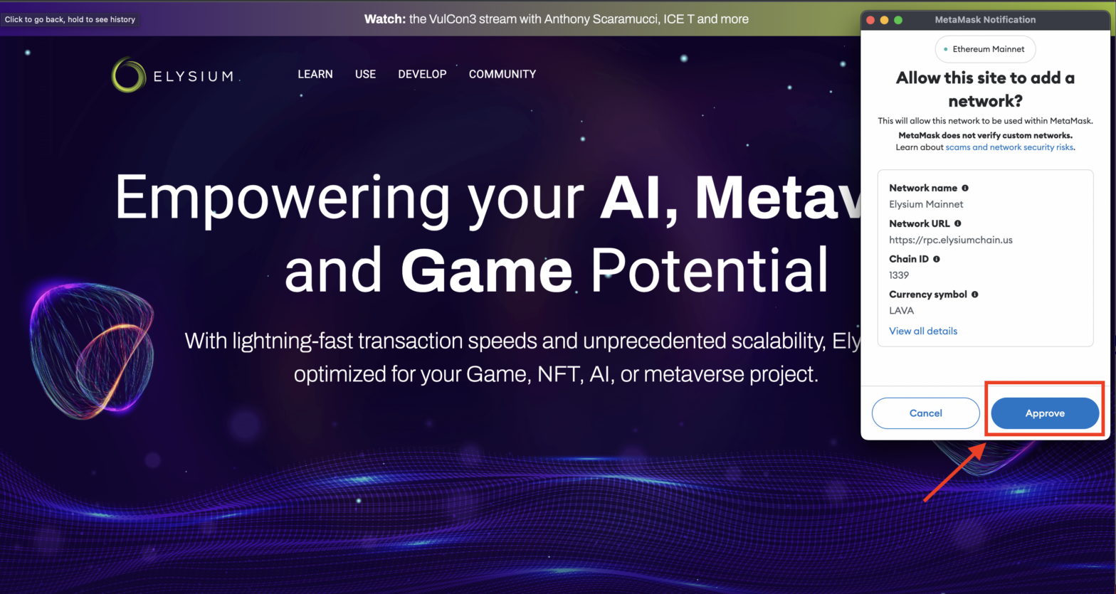 Migrating to Elysium with Metamask: a Guide - Blog @ VulcanForged